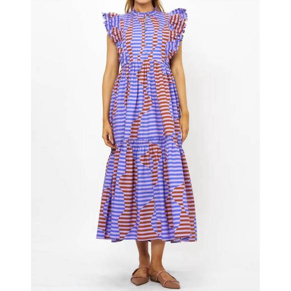 Oliphant | Dresses | New Oliphant Scallop Pintuck Maxi Dress In Haring ...